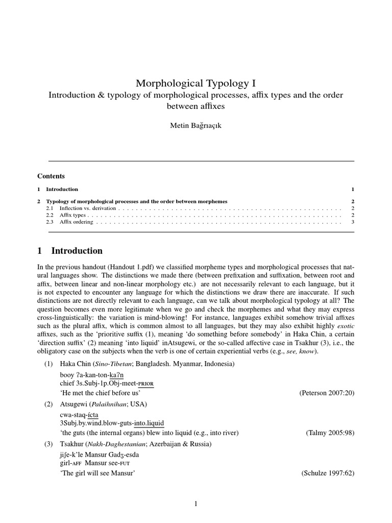 Morphological Typology I | PDF | Morphology (Linguistics) | Grammatical Tense