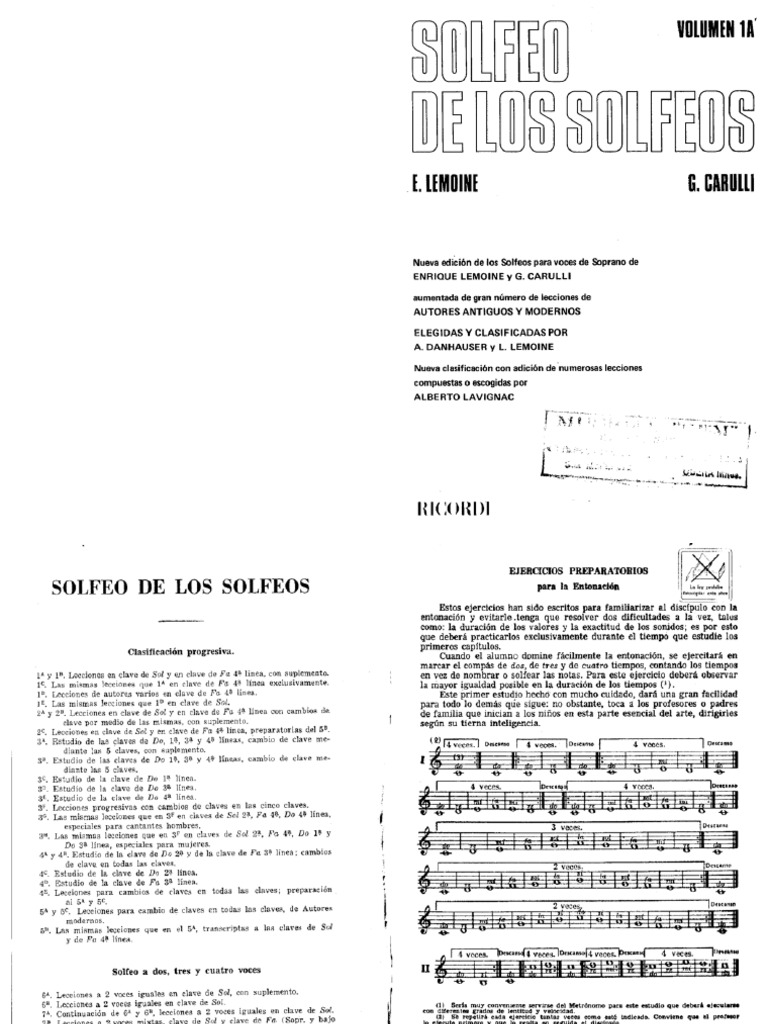 Vol. 1A 2A 3A - Solfeo de Los Solfeos E. Lemoine y G. Carulli | PDF