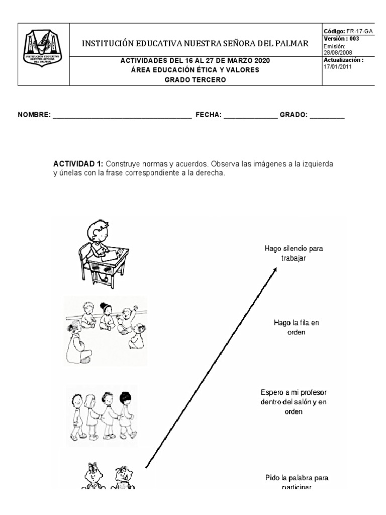 Etica y Valores GRADO TERCERO | PDF