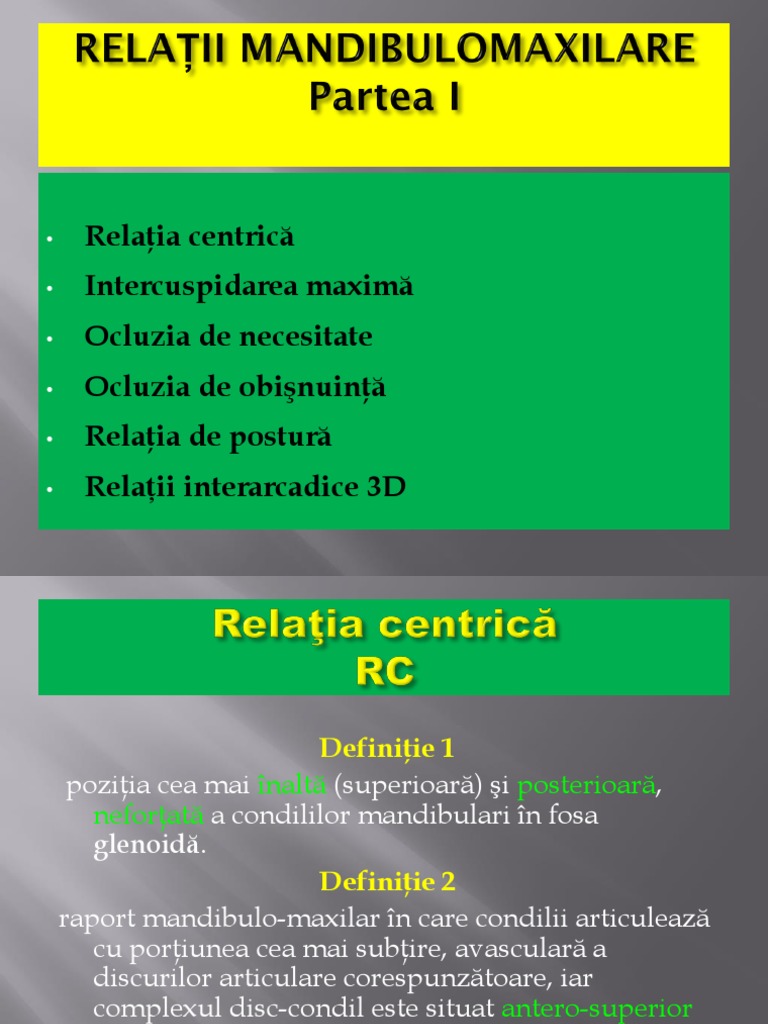 Relații Mandibulo-Maxilare Fundamentale. Ocluzia 3D. | PDF