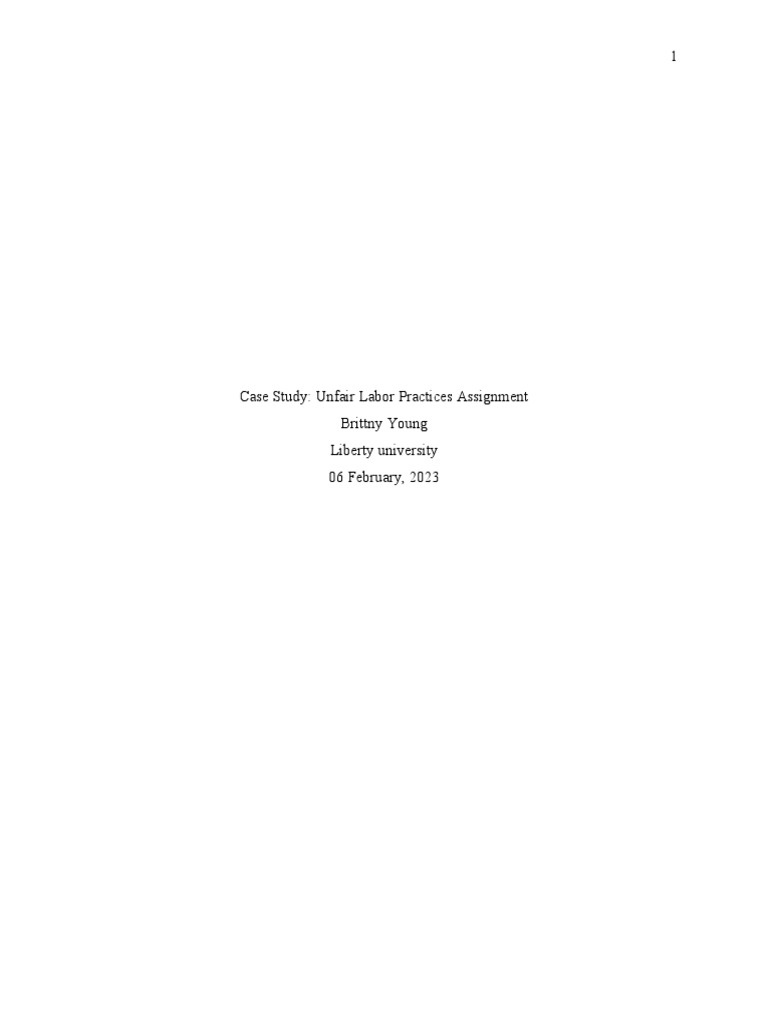 Case Study Unfair Labor Practices Assignment | PDF | Employment | Trade ...