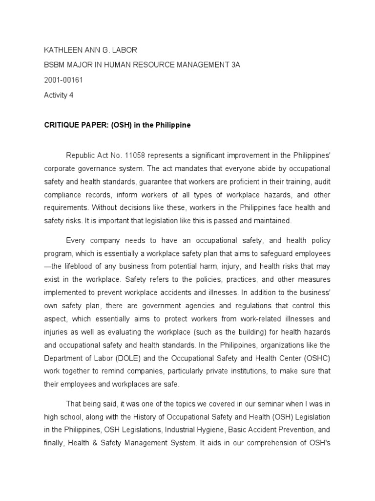 BSBMHRM 3A - Activity 4 - LABOR - 2001-00161 | PDF | Occupational ...