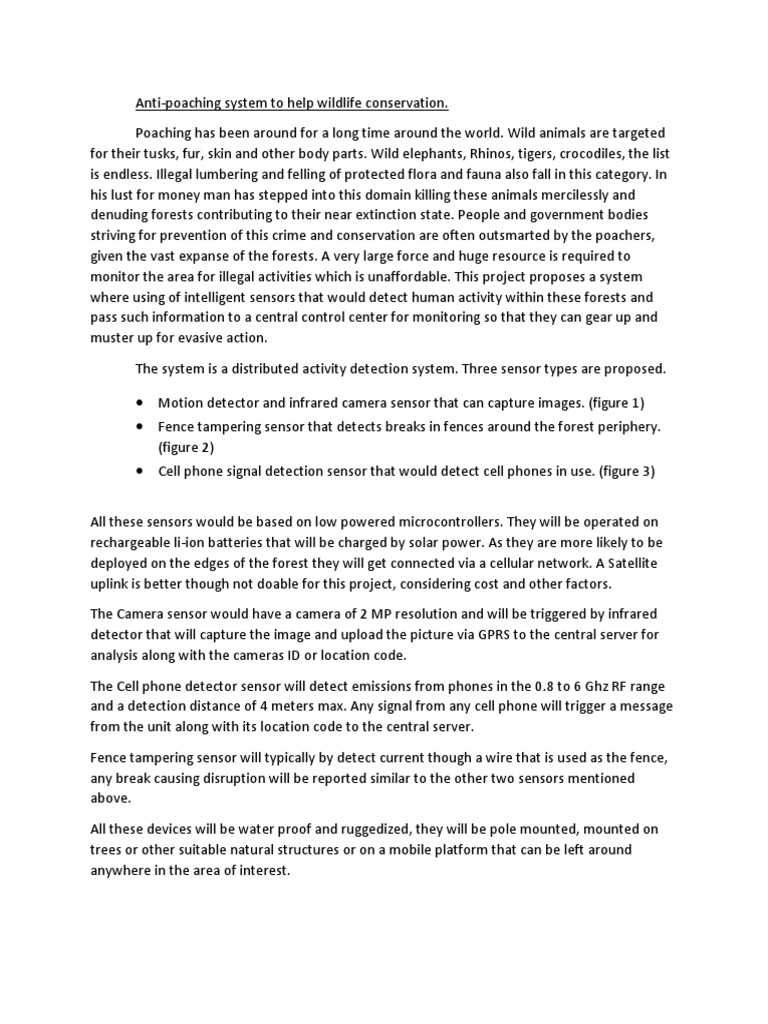 Wildlife Anti-Poaching Sensor System | PDF | Poaching | Crime & Violence