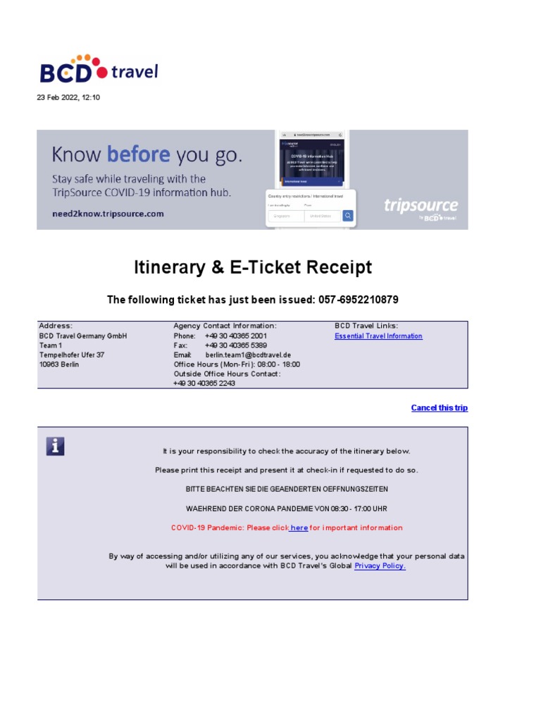 Itinerary Ticket Receipt For CHIBOUB YAHIA MR 20mar22 Lisbon LKX4PY ...