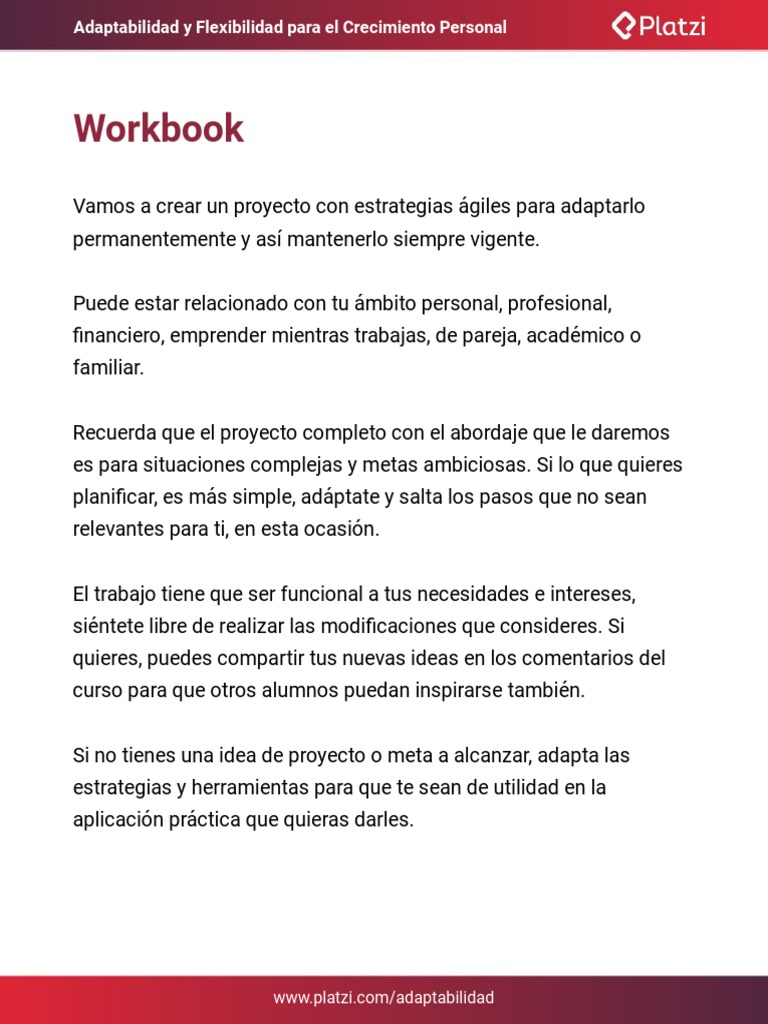 Workbook Audiocurso Adaptabilidad y Flexibilidad | PDF | Desarrollo personal | Iniciativa ...