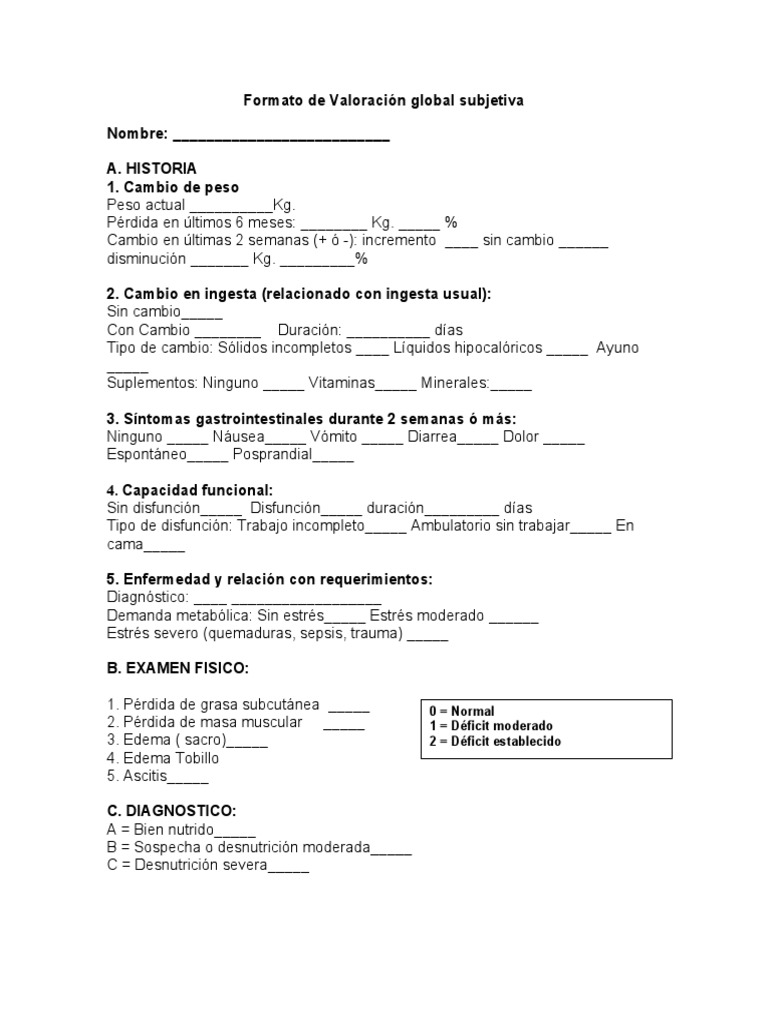 Evaluación Nutricional Subjetiva | PDF | Ciencia y matemáticas