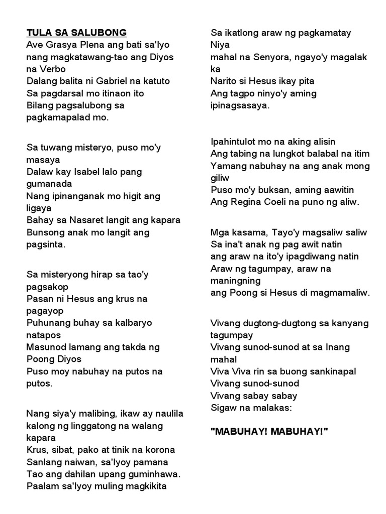 Tula Sa Salubong | PDF