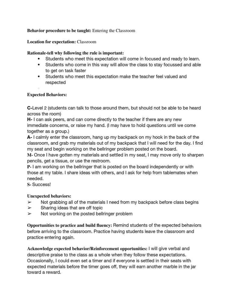 Entering Class Procedure - Lesson Plan | PDF | Classroom | Teachers