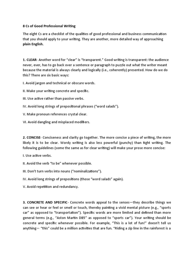 8 Cs of Effective Professional Writing | PDF | Noun | Communication