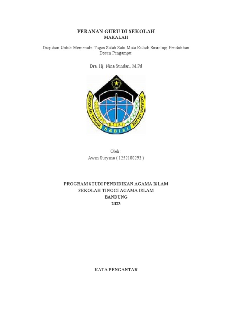 Peranan Guru Di Sekolah Dan Masyarakat | PDF