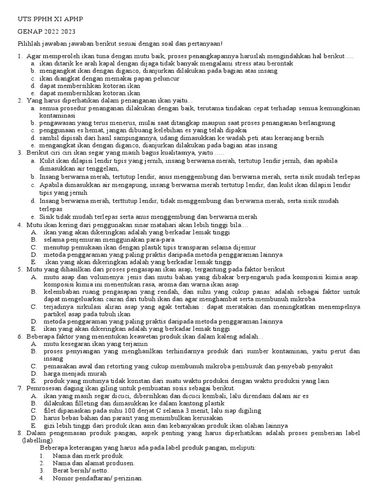 Uts PPHH Xi Aphp 2023 | PDF | Kesehatan Holistik