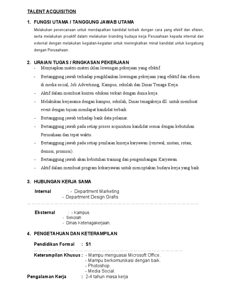 Jobdesk Talent Acquisition / HR Specialist / Ga Staff | PDF