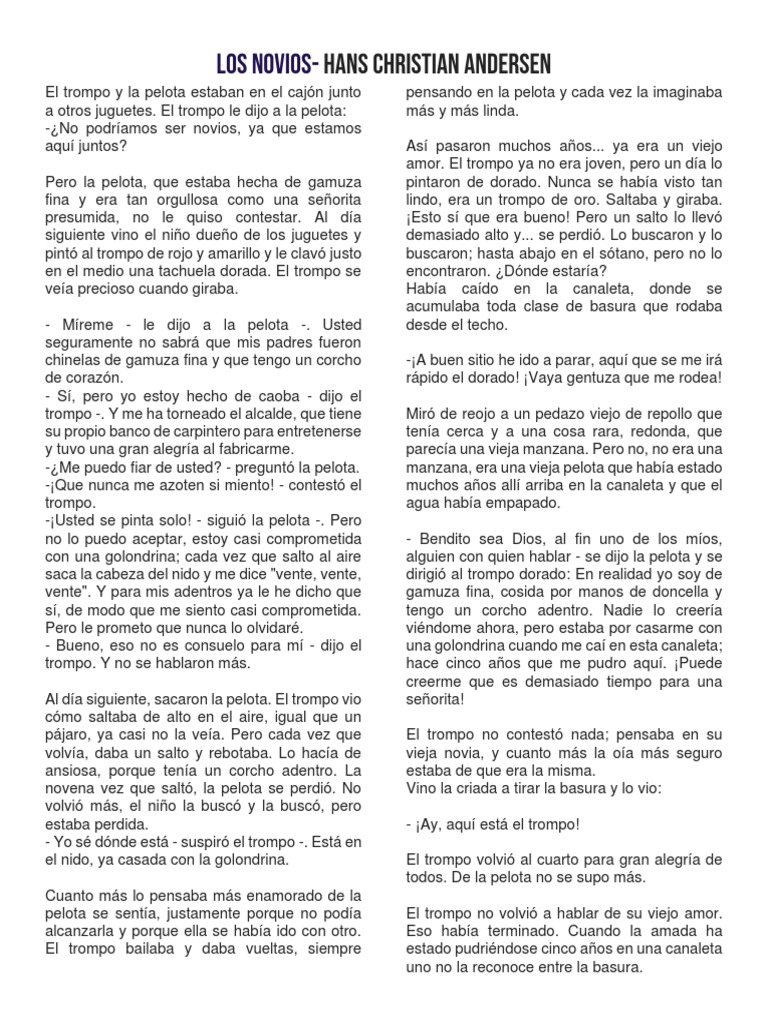 Los Novios - Hans Christian Andersen | PDF | Amor