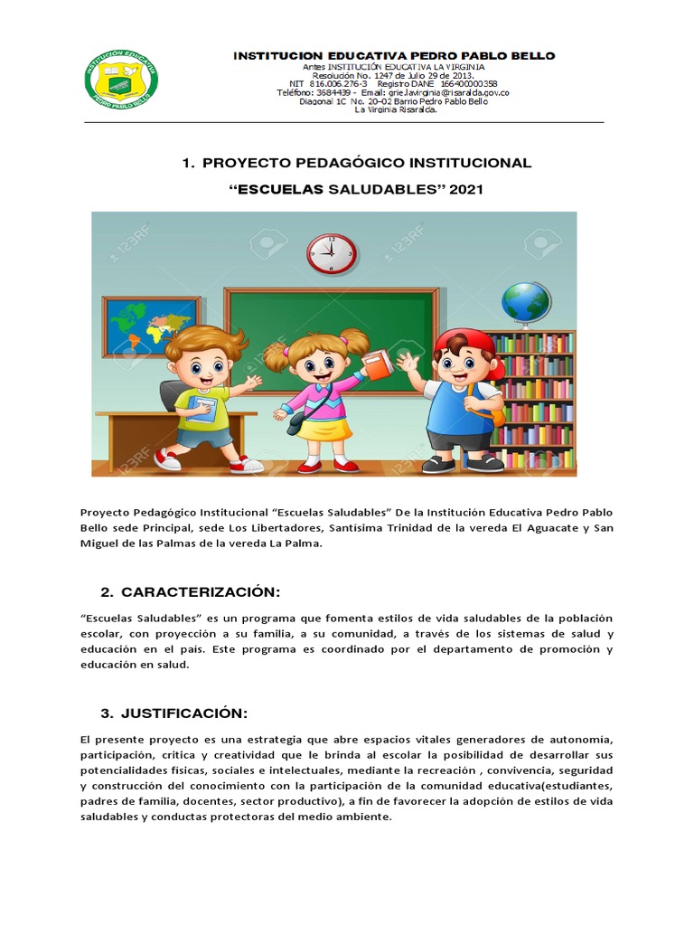 Proyecto Escuelas Saludables 2021 | PDF | Promoción de la salud | Plan de estudios