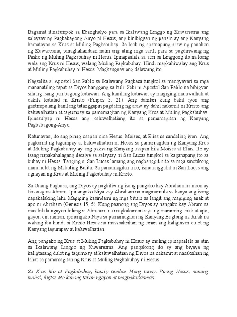 Lukas 9, 27-26 Sermon | PDF