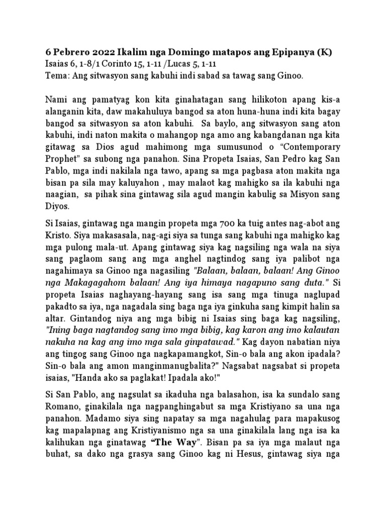 Lukas 5, 1-11 Sermon | PDF