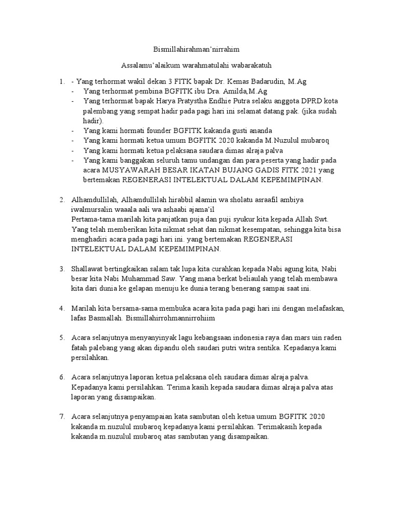 Teks MC Mubes Bgfitk | PDF