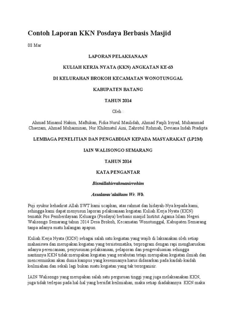 Contoh Laporan KKN Posdaya Berbasis.docx | PDF