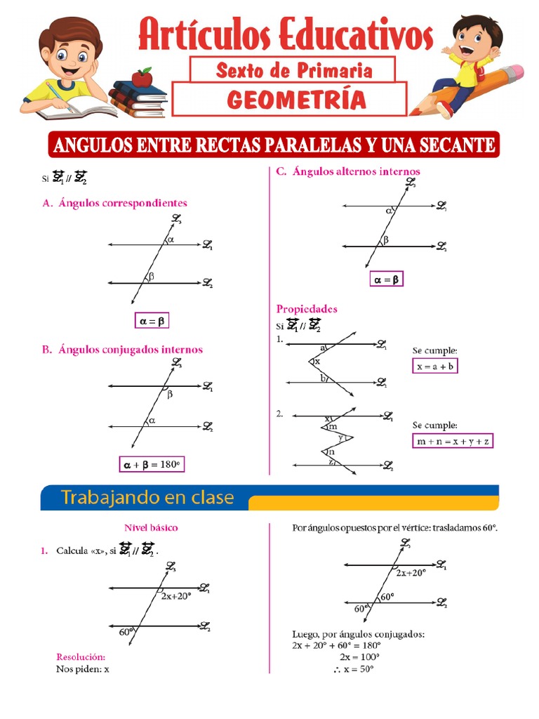 Angulos Entre Rectas Paralelas y Una Secante para Sexto de Primaria | PDF