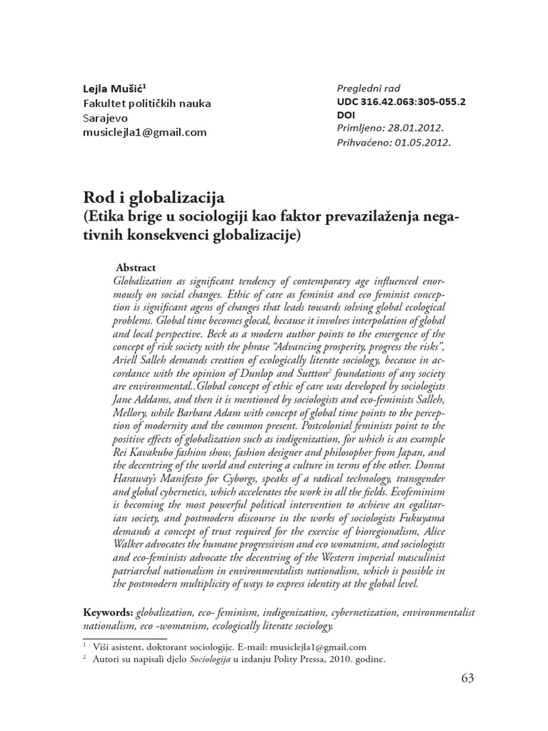 Gender, Globalization & Ecofeminism | PDF | Ecofeminism | Sociology