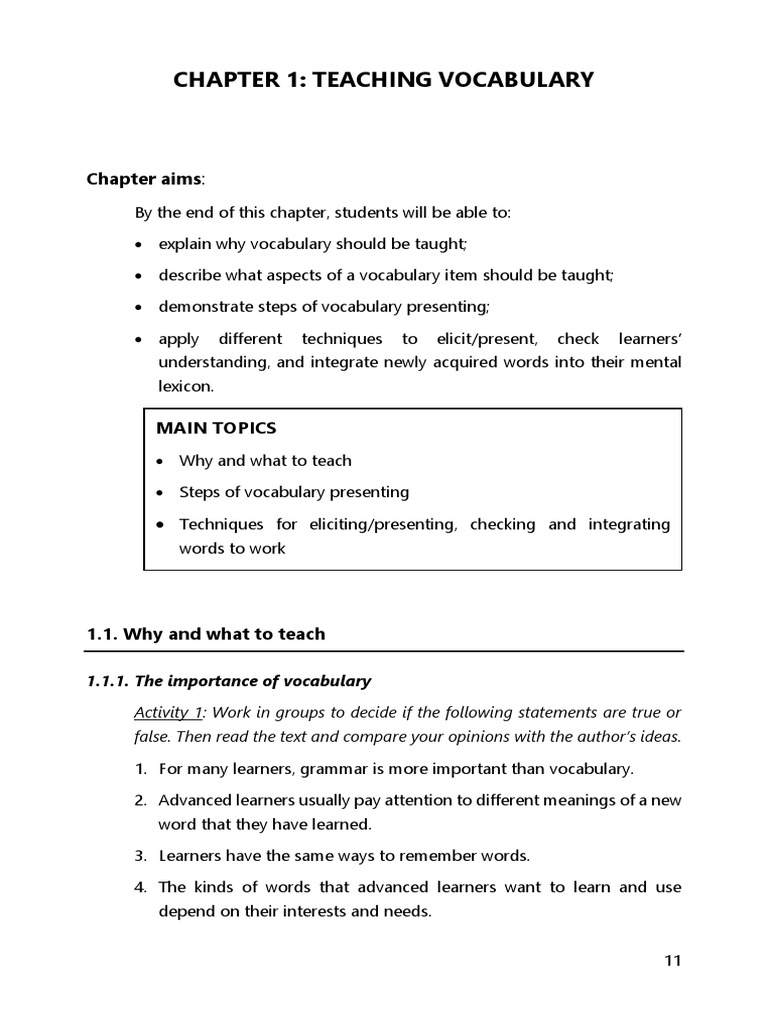 Chuong1 Teaching Vocabulary PDF | PDF | Vocabulary | Word