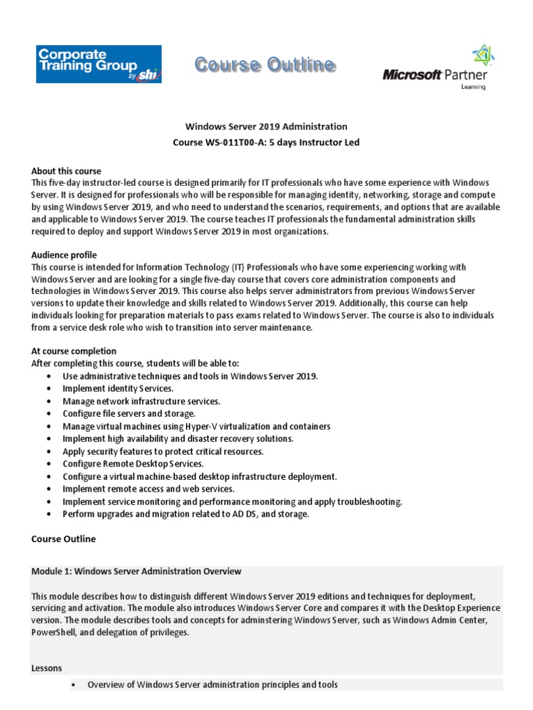 Windows Server Outline Pdf Remote Desktop Services Hyper V
