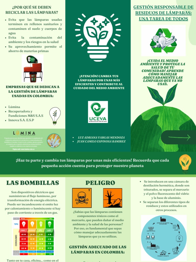Folleto Triptico de Cuidado Ambiental Reciclaje Moderno Verde PDF | PDF ...