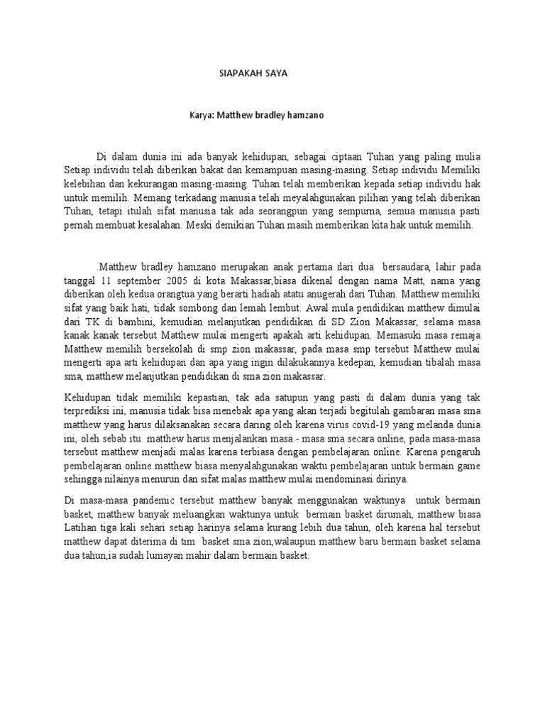 21 - Matthew - Siapakah Saya | PDF | Ilmu Sosial | Gaya Hidup