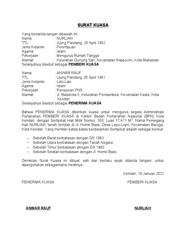 SURAT KUASA | PDF