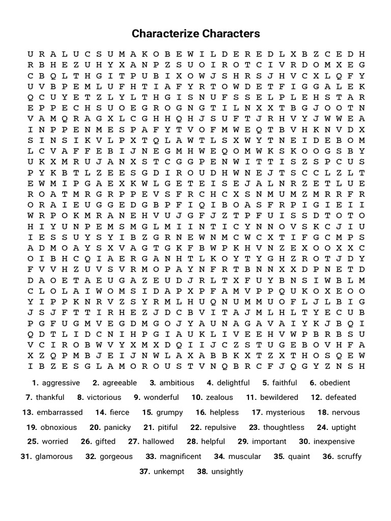 Characterize Characters - Word Search Labs PDF | PDF