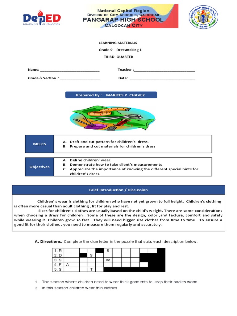 Tle G9 Las Third Quarter | PDF | Clothing | Fashion