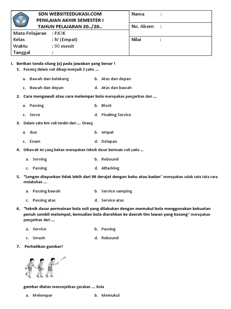 Soal PAS PJOK Kelas IV K13 | PDF