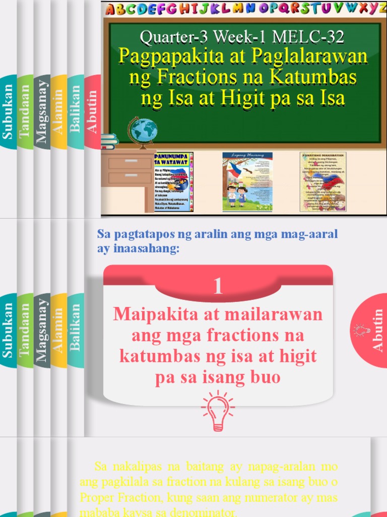 2 Math 3 Q3 WEEK 1 Pagpapaakita at Paglalarawan NG Fractions Na ...