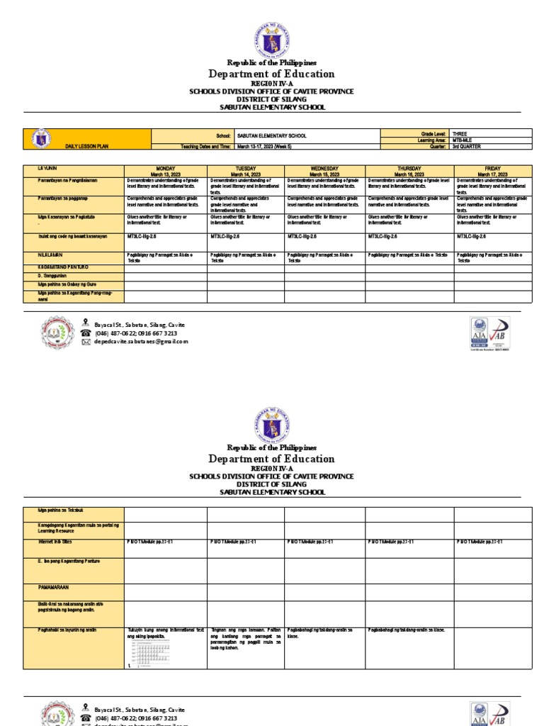 G3 - DLP - Q3 - WEEK 5 - Part 2 | PDF | Philippines