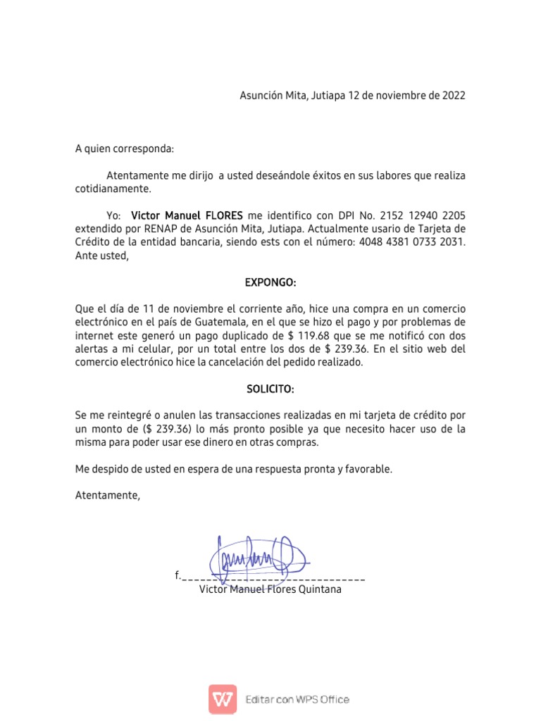 Solicitud Banrural Reintegro | PDF