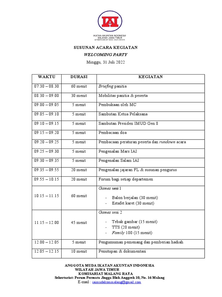 Rundown Welcoming Party | PDF