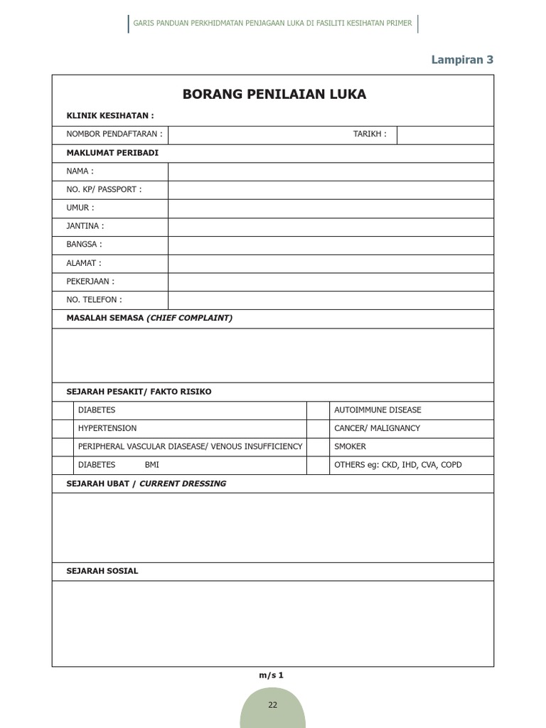 KKM Wound Borang Kemajuan Luka | PDF | Wound | Medical Specialties