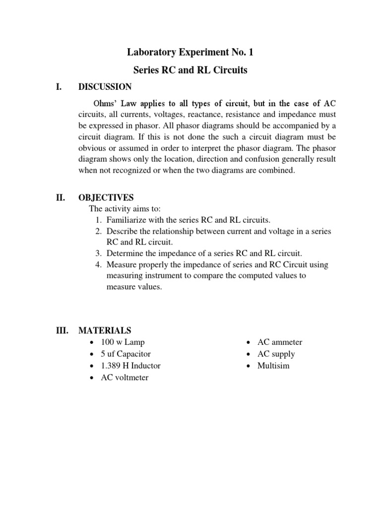 Laboratory Experiment No. 1 | PDF | Series And Parallel Circuits | Electrical Impedance