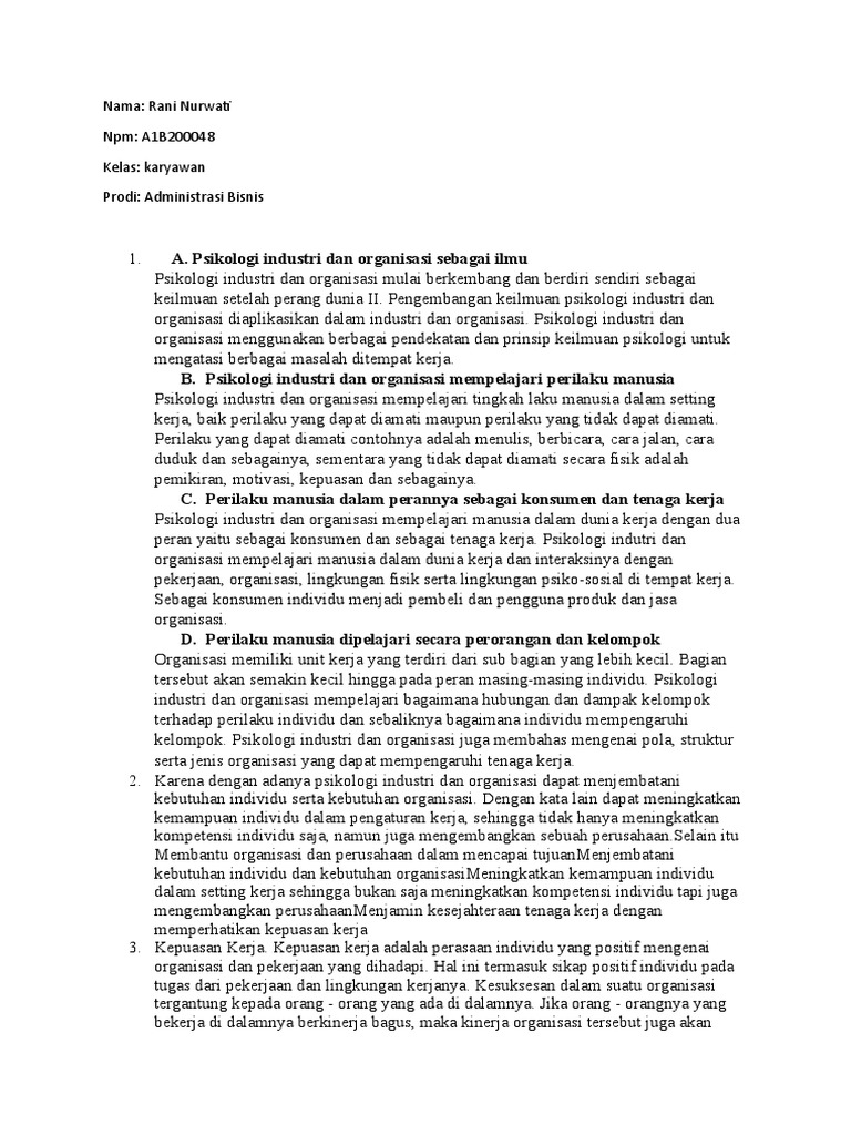 Po3 Tugas Kuis Pio (Rani Nurwati) (A1b200048) (Karyawan) | PDF