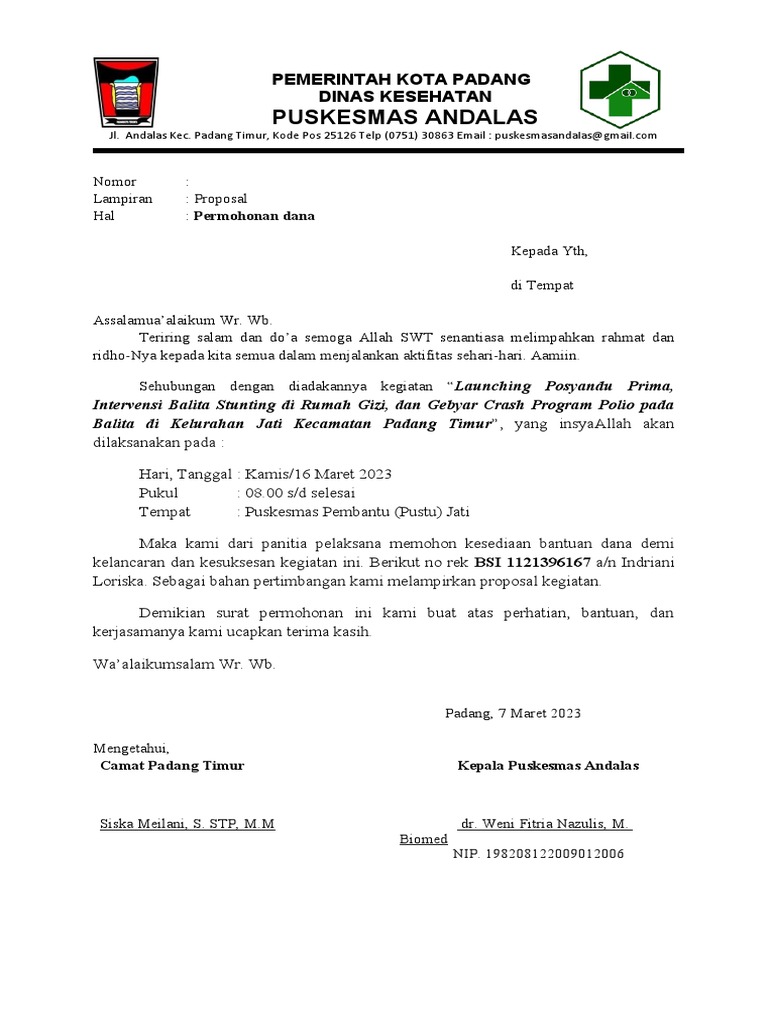 Surat Pengantar Proposal | PDF