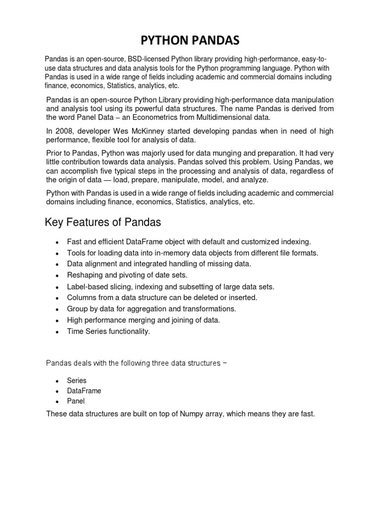 Pandas Python Pdf Pdf Database Index Parameter Computer Programming 