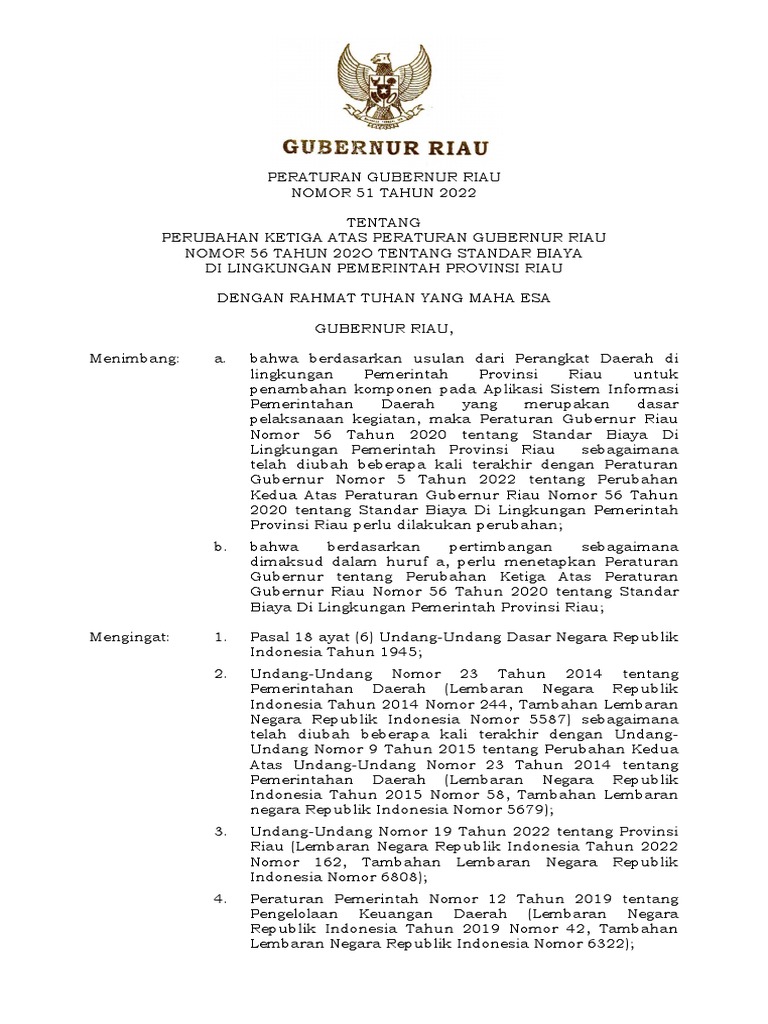 Pergub Nomor 51 Tahun 2022 | PDF