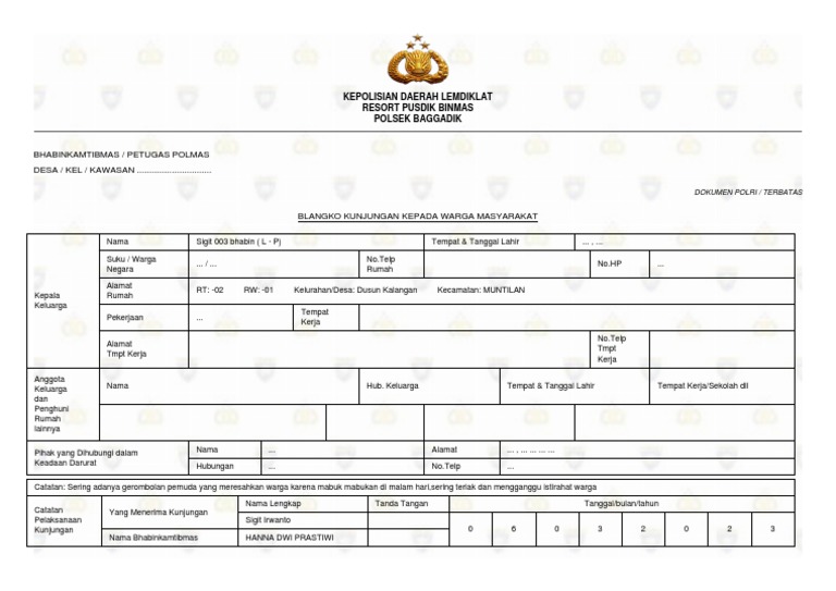 Laporan Kunjungan Bhabinkamtibmas | PDF