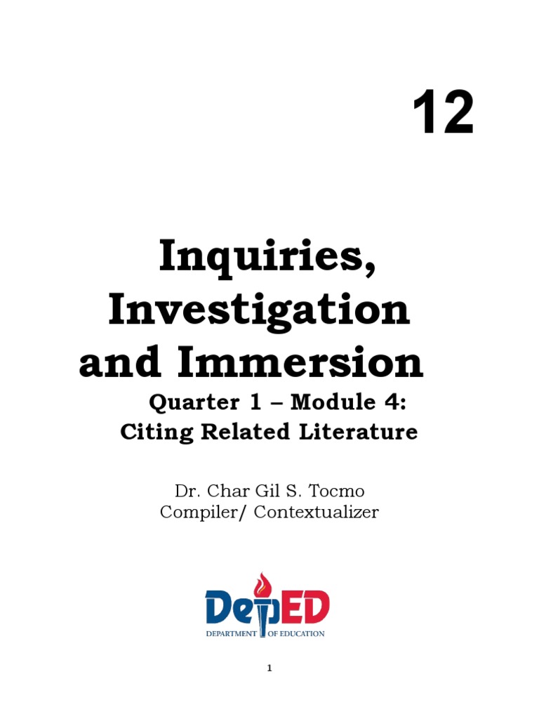 Q1 Module 4 Citing Related Literature | PDF | Citation | Apa Style