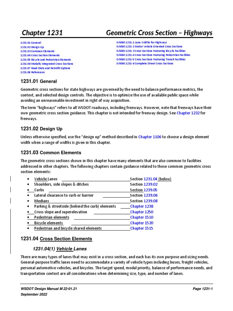 Geometric Cross Section - Highways: General | PDF | Lane | Road