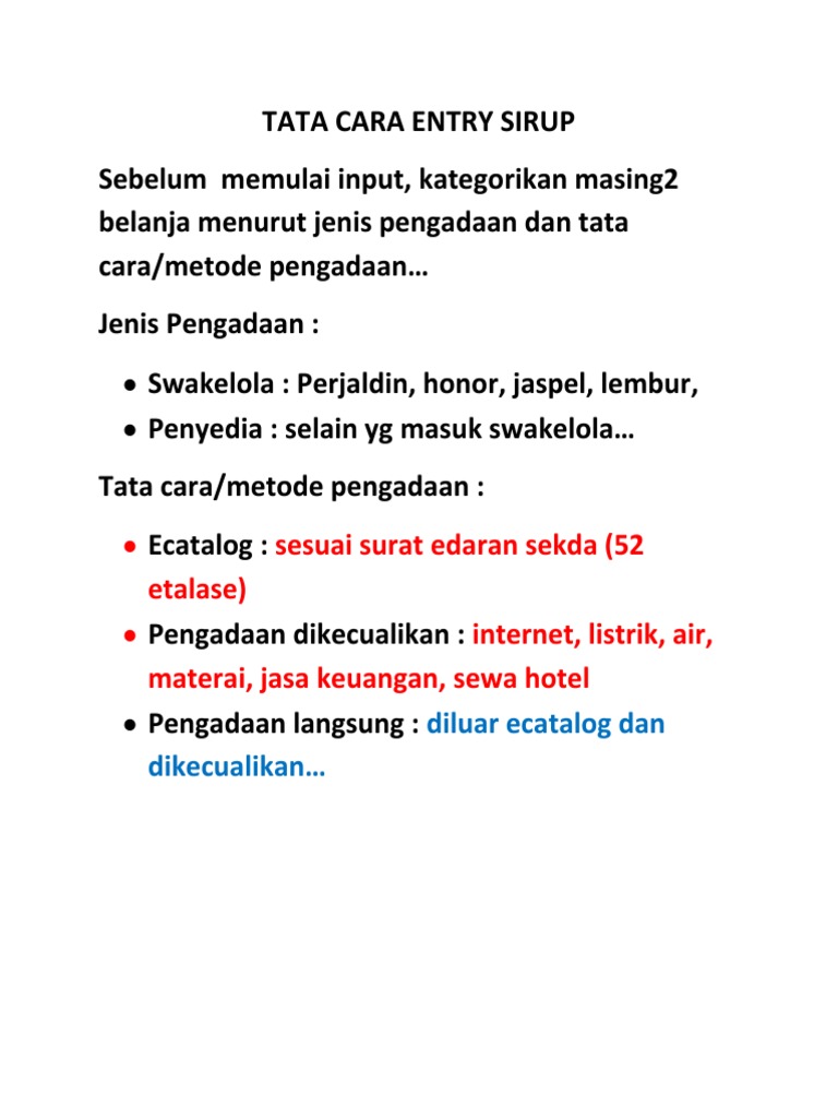 Tata Cara Entry Sirup | PDF