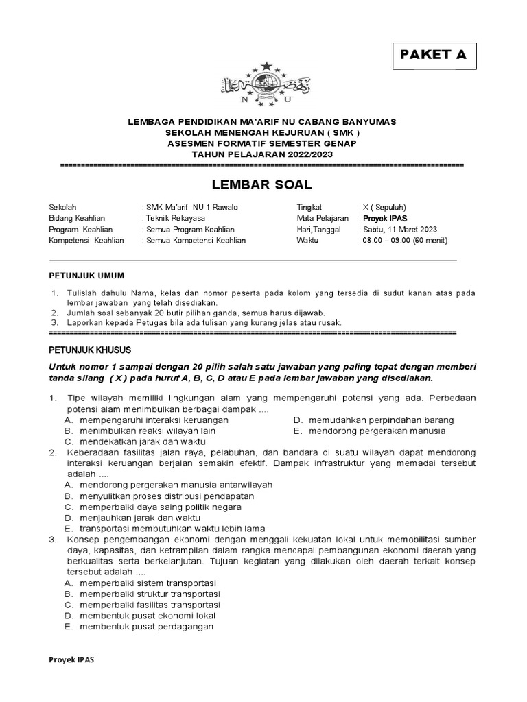 2223 - PTS GENAP - SOAL Projek IPAS | PDF