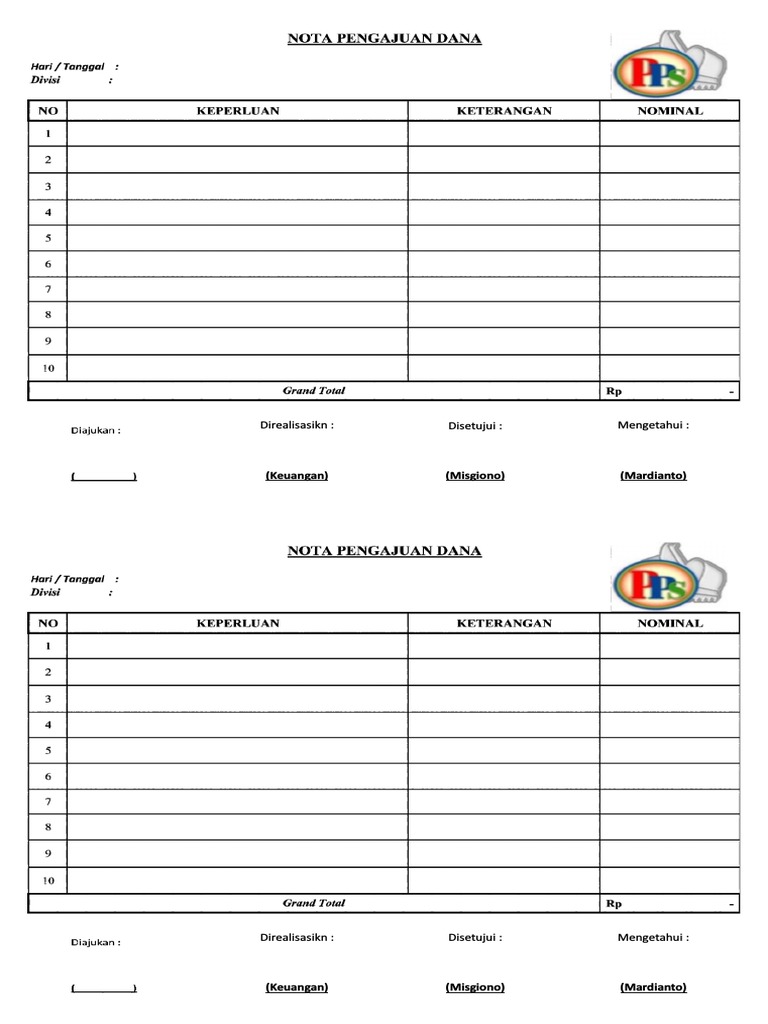 Nota Pengajuan Dana | PDF