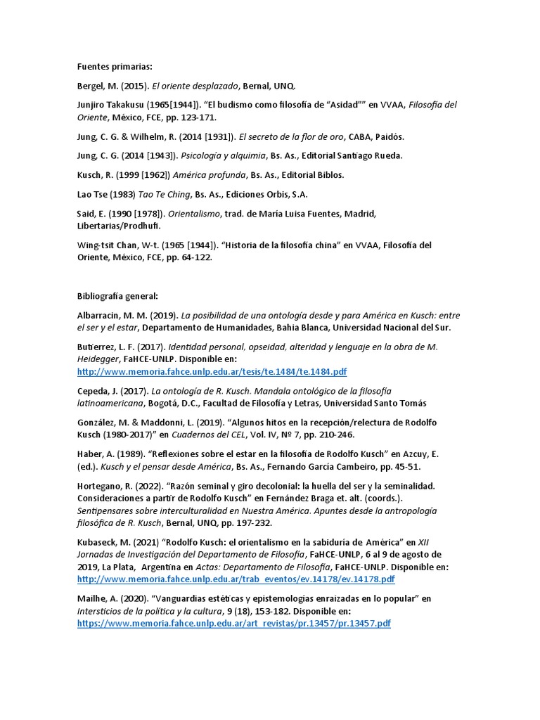 Bibliografía Art Kusch | PDF | Teorías filosóficas