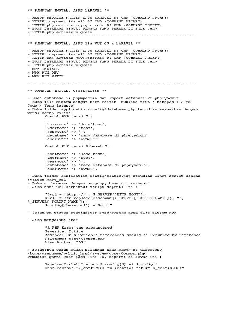 Panduan Install Apps Laravel | PDF